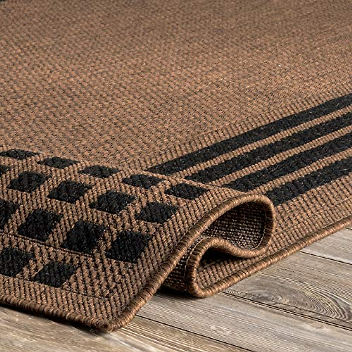 nuLOOM Gigi Striped Border Indoor/Outdoor Area Rug, 8' x 10', Brown
