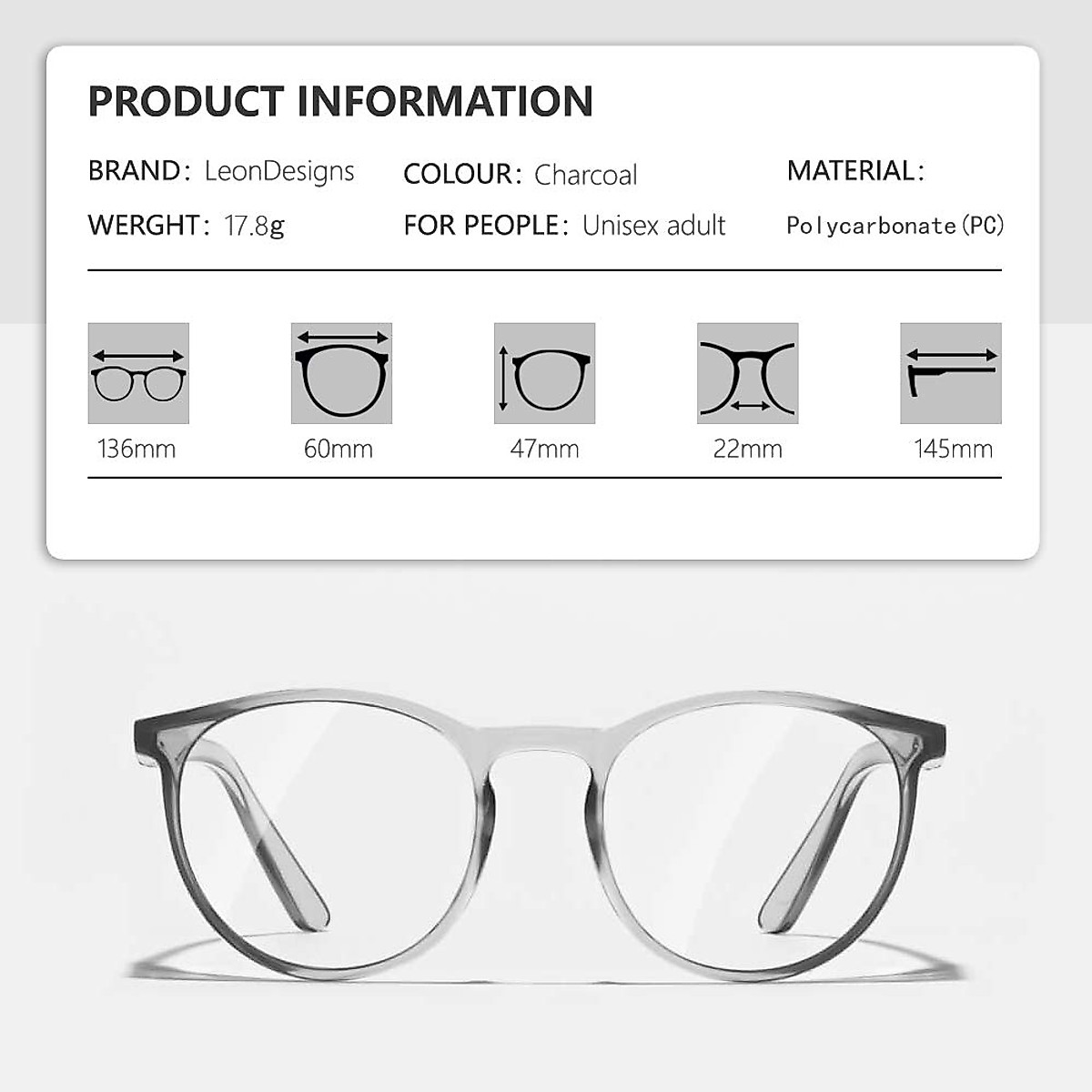 LeonDesigns Anti-Fog Stylish Round Safety Glasses Side Shields | UV Eye Protection HD Blue Light Blocking Glasses | Comfortable Clear Lab Goggles for Men and Wome (Black)