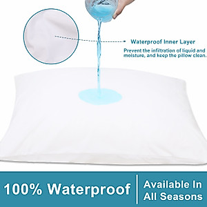 NTBAY 4 Pack Zippered Waterproof King Pillow Protectors, Super Soft Quiet Zip Pillow Protectors, 20x36 Inches Jersey Pure White Waterproof Pillow Cases Covers