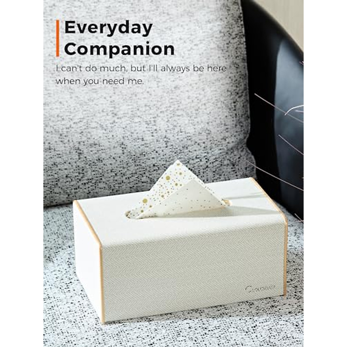 Cloudever Tissue Box Holder Cover Rectangular, Modern PU Leather Decorative Tissue Holders Organizer-Ivory
