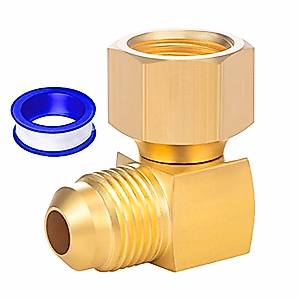 Breezliy 1PC 90° Elbow Connector Replacement for Olympian Low Pressure Gas Fired Heaters Brass 3/8" Female Swivel Flare x 3/8" Male Flare