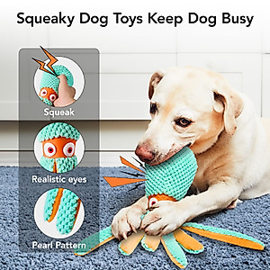 Wigglo Dogs Plush Toys, Squeaky Octopus Dog Stuffed Toys, Durable Dog Chew Toys for Puppy Small Medium Large Boredom Dogs Interactive, Tug-of-war, Stimulating, Teething (Green)