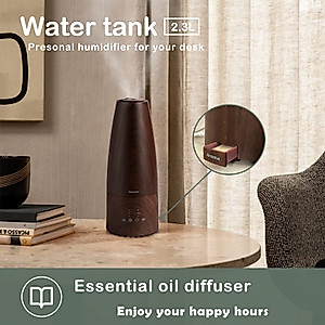 Cool Mist Humidifier，Elecameier Air humidifier for Home/Bedroom with Remote Control 2.3L Smart Air Humidifier for Desk/Office/Bedroom 25dB Whisper Quiet with Auto Shut off dark wood