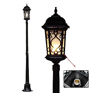 IBalody Outside Post Light Retro Garden Pillar Lantern Outdoor Waterproof Lawn Garden Landscape Community Street Exterior Column Lamp (Size : 180cm)