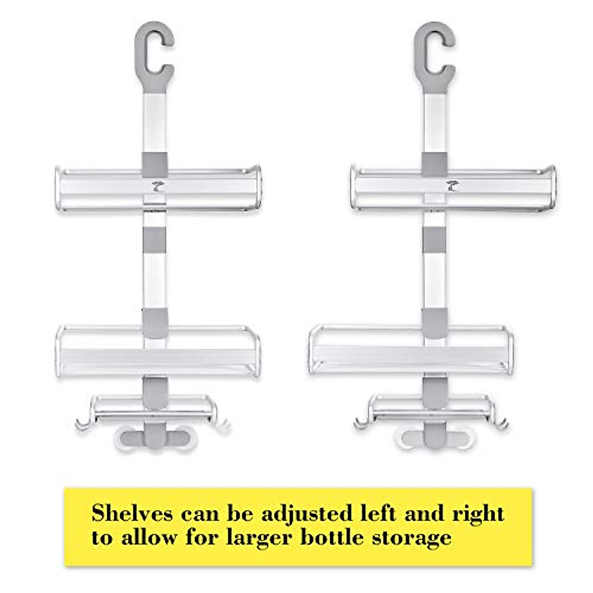 ToiletTree Products Aluminum Rustproof Shower & Bath Caddy - Hanging Storage Organizer with Hooks for Loofahs & Razors - Easy to Assemble Shower Shelf