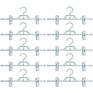 Angoily 10 Pcs Plastic Skirt Hangers with Adjustable Clips, Space Saving Hangers, Non- Slip Durable Pant Hangers for Closet Organizing (Blue)