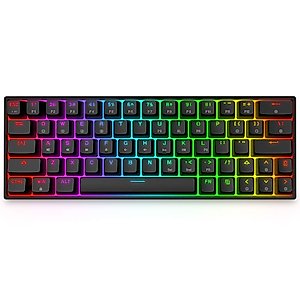 YUNZII SK64 64 Keys Hot Swappable Optical Mechanical Keyboard with ABS Shine-Through Keycaps, RGB Backlit, Programmable for Win/Mac/Gaming (Gateron Optical Blue, Black)