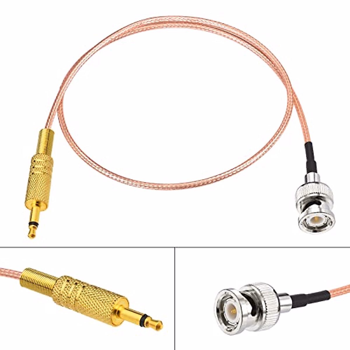 Eightwood BNC Male to 3.5mm 1/8” Mono TS Male Plug Stereo Adapter Coaxial Power Audio Cable 1.6 Feet