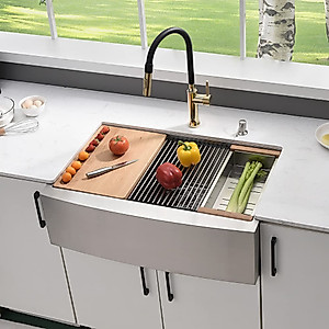 30 Inch Stainless Steel Farmhouse Sink - Abironl 30"x22" Farmhouse Apron Front Farm Sink Ledge Workstation Kitchen Sink 16 Guage Stainless Steel Farm Sink for Kitchens