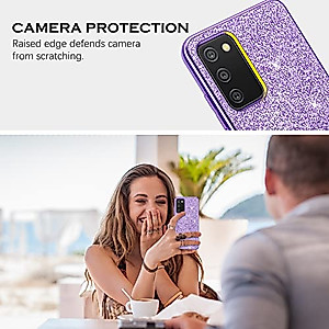YINLAI for Samsung Galaxy A03s Case,Glitter Bling Sparkly Shiny Slim Women Girls Girly Soft TPU Silicone Hybrid Shockproof Protective Phone Cover for Samsung Galaxy A03s 6.5 inch 2021,Purple