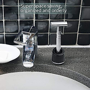ERAVOR Men's Shaving Razor Stand, Zinc Alloy, Safety Razor Holder Base, Opening Dia 0.78" (2cm), Razor Holder for Men (Black)