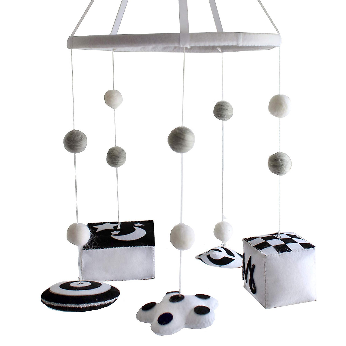 Reversible Baby Mobile - Brain Stimulation to Engage Your Newborn - Felt Mobile with Two Sides for Continued Engagement