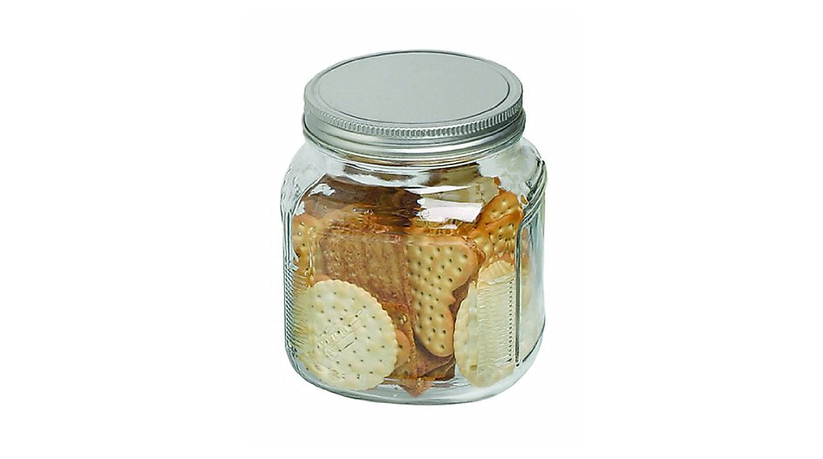 Anchor Hocking 32-Ounce Glass Cracker Jar Set with Aluminum Lids
