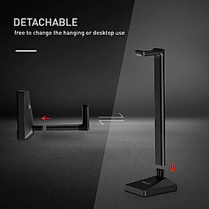 havit PC Gaming Headset Headphone Stand Holder Hanger Hook 2 in 1 Headphones Stand Aluminum Pole Solid Base Rubber Anti-Slip for Desk Wall Desk Compatible All Headphone