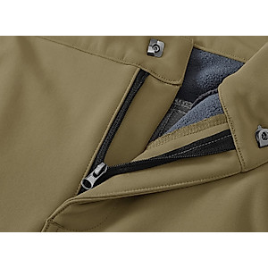 BGOWATU Women's Winter Hiking Pants Fleece Lined Waterproof Windproof Snow Insulated Pants with 6 Pockets Khaki L