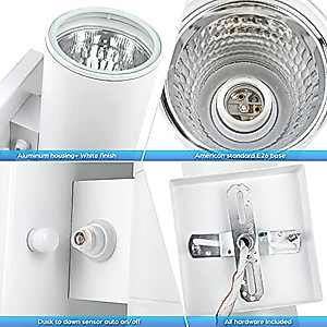 2-Pack White Outdoor Wall Sconces Dusk to Dawn, Up Down Modern Exterior Light Fixtures for House, Outside Wall Lights for Porch Garage Patio Front Door Hallway, Weather-Proof Aluminum Finish