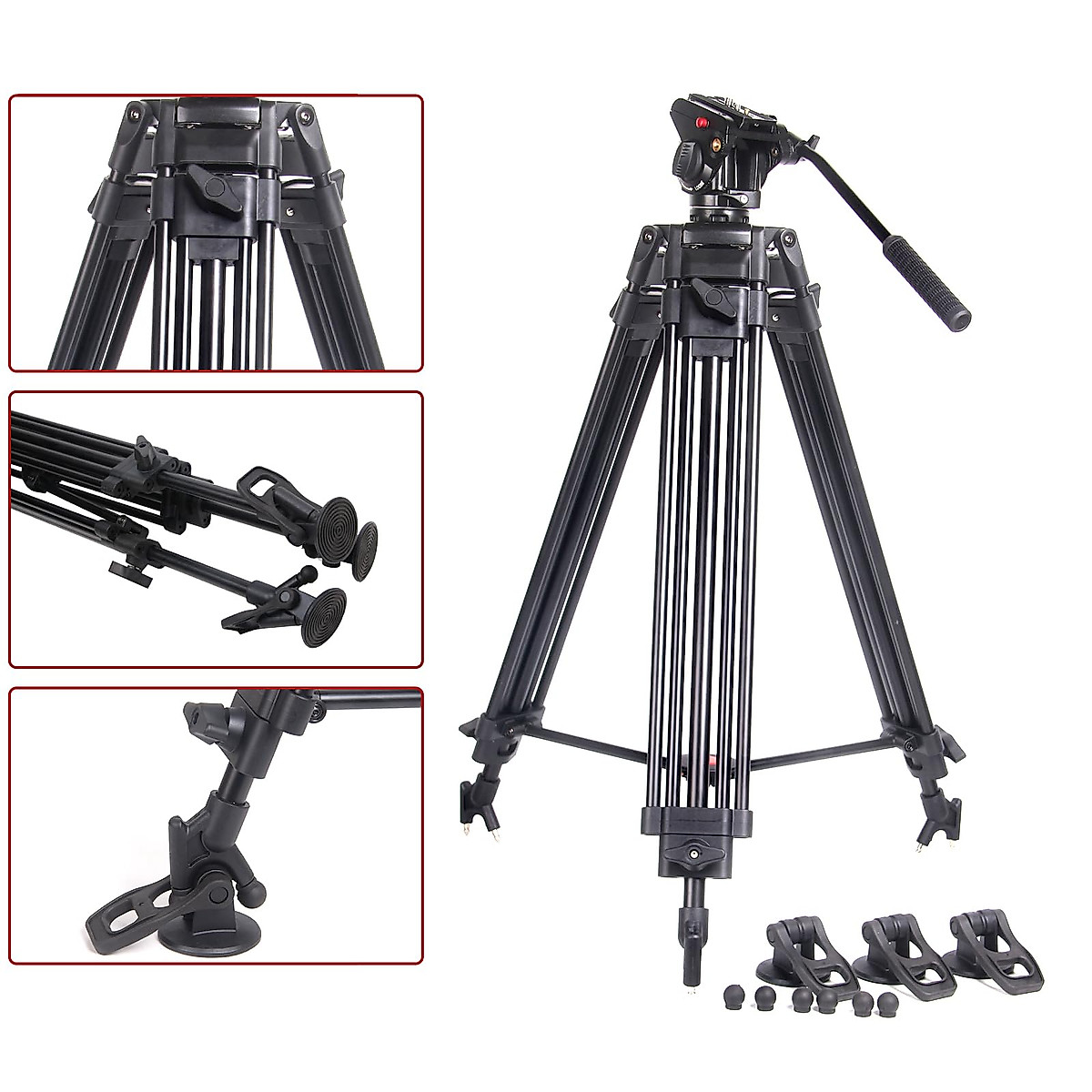 Video Tripod System, Regetek 72 Inch Professional Heavy Duty Aluminum Adjustable Photography Camera Tripod Stand with 360 Degree Fluid Drag Pan Head & Carry Bag for for Canon Nikon DV DSLR Camcorder