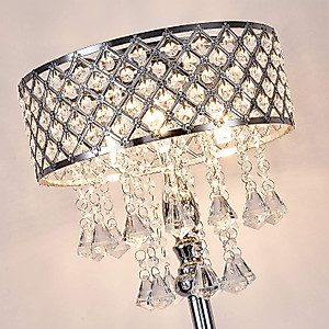 Hsyile KU300256 Mini European Crystal Floor Lamp for Living Room,Bedroom,Office,Chrome Finish,3 Lights