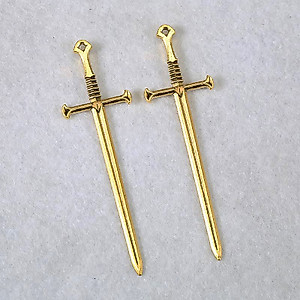 Gothic Vintage Silver Sword Cross Dangle Hook Earrings Retro Punk Knife Earrings Jewelry for Women(antique gold)