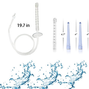 KYZETJD Back-Flow Enema Bottle Kit Anal Douche Cleaner for Men Women with 100ml Peri Bottle 19.7in Silicone Hose 3 Replaceable Nozzle