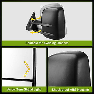 AUTOSAVER88 Tow Mirrors Compatible with 2007-2014 Chevy Silverado GMC Sierra, Power Heated Driver and Passenger Side Replacement Towing Mirror Set with Turn Signal and Dual Glass