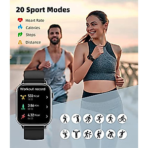 Smart Watch (Answer/Make Call), 1.68" Fitness Tracker Smartwatch for Android iPhone with Blood Pressure Heart Rate Sleep Monitor Pedometer, IP67 Waterproof Smart Watches for Men