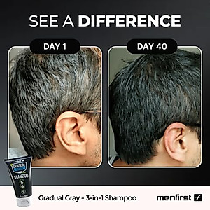 Menfirst Gradual Gray - Good Bye Gray Hair- 3-in-1 Shampoo, Beard Wash and Beard Balm - 3 Pack Bundle