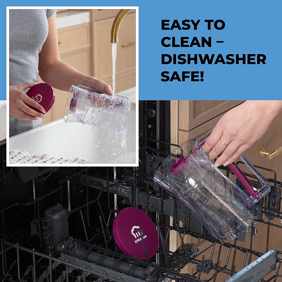 KPKitchen Pancake Batter Dispenser - Kitchen Must Have Tool for Perfect Pancakes, Cupcake, Waffle, Muffin Mix, Crepe & Cake - Easy Pour Baking Supplies for Griddle - Pancake Maker with Measuring Label