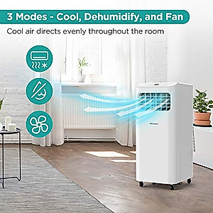 Hisense Portable Air Conditioner 6,000 BTU Cooling Dehumidifier Fan for Smaller Room up to 250 sq ft, Remote Control, White