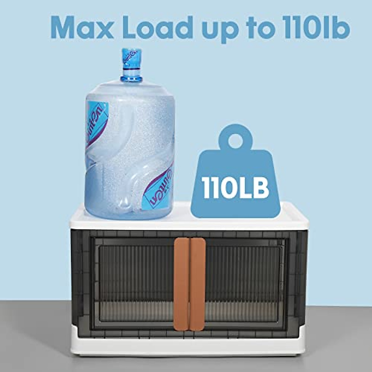 Closet Organizers and Storage - 8.4 Gal/ 34 Qt (Pack of 1) Plastic Collapsible Storage Bins with Doors - Heavy Duty Storage Totes with Durable Lid and Secure Latching Buckles, Garage and Outdoor.