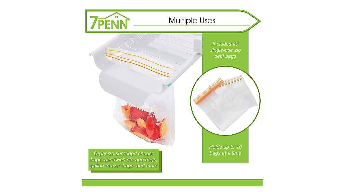 7Penn Fridge Zip Bag Hanging Rack with 40 Bags | Adjustable ...