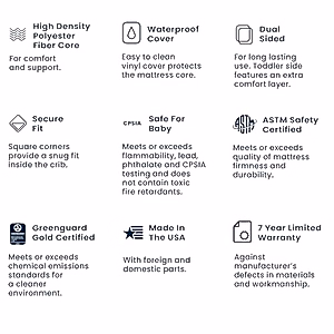 Serta Perfect Start Limited Dual Sided Baby Crib Mattress and Toddler Mattress, Breathable Fiber Core, GREENGUARD Gold Certified, Waterproof, 7 Year Warranty, Made in USA