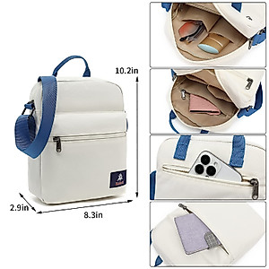 Kalesi Small Canvas Crossbody Bag and Purse Set for Girls and Women (Sea salt white)