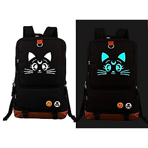 Mxcostume Anime Luna Cosplay Luminous Sailor Moon Cute Cat Backpack School Bag (A)