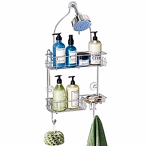 SHAPON Shower Caddy Hanging Over Shower Head Organizer, SUS202 Stainless Steel Rustproof Shower Shelf Organizer, Storage Rack for Bathroom and Shower Room, Silver