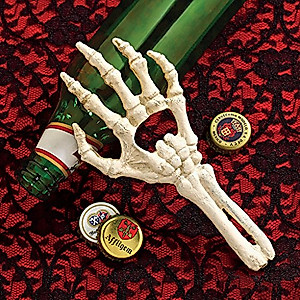 Design Toscano Skeleton Hand of Destiny Sculptural Bottle Opener, Single, Faux Bone Finish Twin