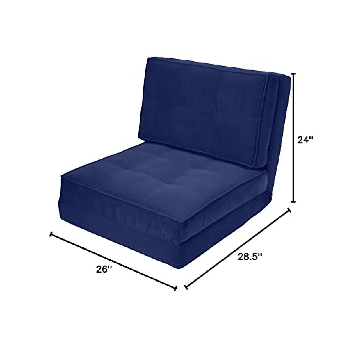 Urban Shop Ultra Suede Convertible Flip Chair, Blue 28.5D x 26W x 24H in