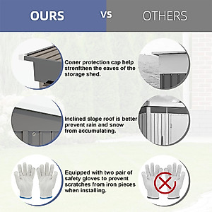 VOTSMOKK 5 x 3 FT Outdoor Storage shed, Metal Tool Shed Storage House with Lockable Door, Small Shed Outside Storage Waterproof Shed for Backyard, Garden and Patio, Grey