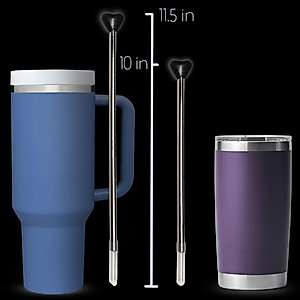 Lipzi - Anti Wrinkle Straw - Stainless-Steel anti-wrinkle drinking straws, Reusable Straws with Cleaning Brush - Eco-Friendly Vs Plastic - Two 40 oz Tumbler Compatible Straws - 4 Straws Total