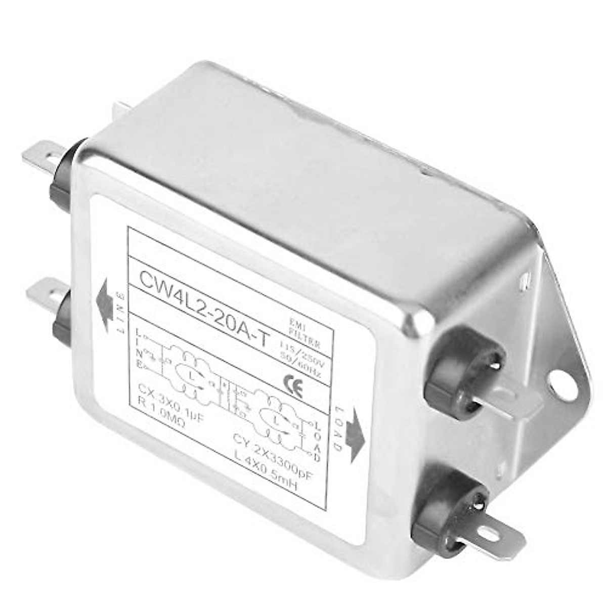 FTVOGUE CW4L2-20A-T Power Line EMI Filter Terminal High Performance Power Purifier Noise Suppressor 115V/250V 20A 50/60Hz