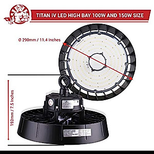 RuggedGrade Titan IV Series Motion Sensor 35,000 Lumen LED High Bay Light - 240 Watt LED High Bay Lighting UFO LED Light - Ultra Efficient 145 Lumens to watt - 5000K - DLC 5.1 Premium - Rugged Grade