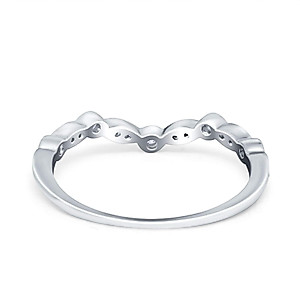 Blue Apple Co. Simulated Cubic Zirconia Size-6 Curved Art Deco Band Ring Round CZ 925 Sterling Silver