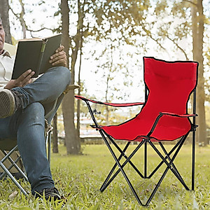 Guangshuohui Camping Folding Chair,Portable Folding Chair with Arm Rest Cup Holder and Carrying and Storage Bag for Outdoor, Camp, Indoor, Patio, Supports 330lbs (Red, Modern)