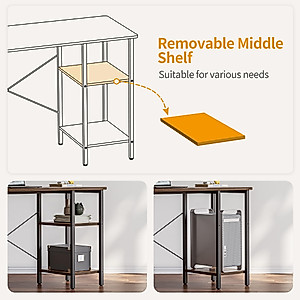 CubiCubi L Shaped Desk, 50.4 inch Computer Corner Desk with 2 Storage Shelves, Home Office Desk with Monitor Stand, Rustic Brown