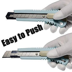 WEKOIL Utility Knives Retractable Box Cutter,18mm Wide Snap Off Blade Knife,11 Carbon Steel Blades,Hobby Art Paper Knives with Comfortable Handle,Heavy Duty for Office Home Warehouse,Blue