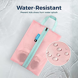 pack all Water Resistant Kids Shoe Bag for Travel, Storage Organizer Shoe Pouch with Zipper, Cute for Unisex-Child, Girls, Boys,Toddlers(Pink)