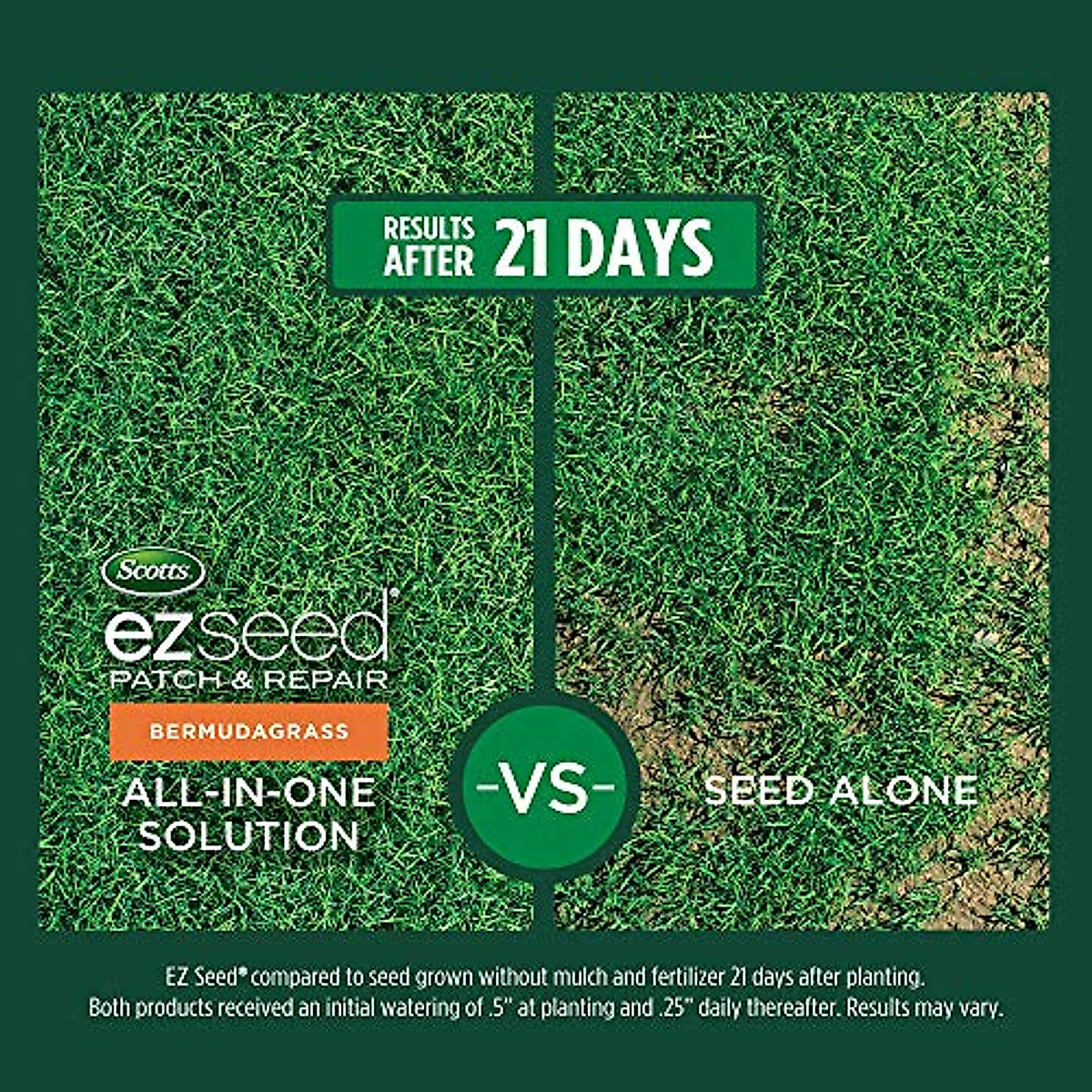 Scotts EZ Seed Patch and Repair Bermudagrass, 20 lb. - Combination Mulch, Seed, and Fertilizer - Tackifier Reduces Seed Wash-Away - Even Grows in Scorching Heat - Covers up to 445 sq. ft.