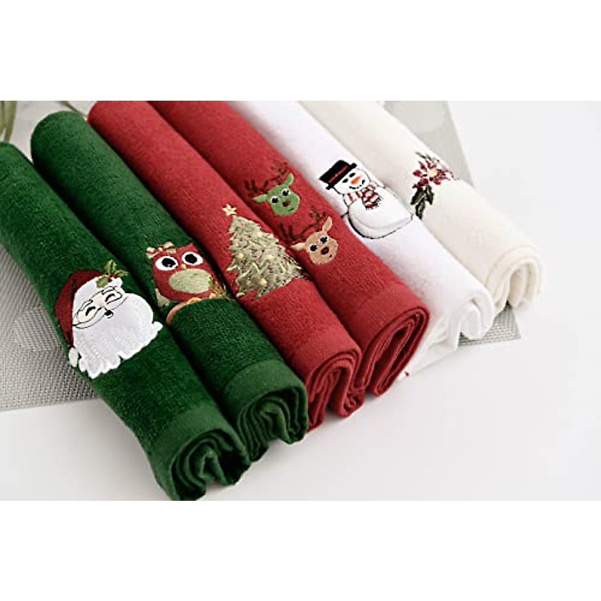 Christmas Hand Towels for Kitchen and Bathroom , 12x18 100% Cotton, High Absorbency, Christmas Holiday Decorative Dishwashing Towels Hand Towels 6-Pack Gift Set