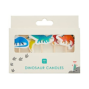 Talking Tables Dino Dinosaur Birthday Candle Cake Toppers, Pack of 6, Wax Height 3cm, 1", Mixed Colors