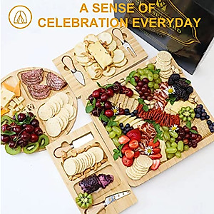 Vestaware Charcuterie Boards Gift Set, Large Charcuterie Board Set with Round Fruit Plate, Cheese Boards Charcuterie Boards - Wedding Gifts for Couple, Bridal Shower Gift, House Warming Gifts New Home
